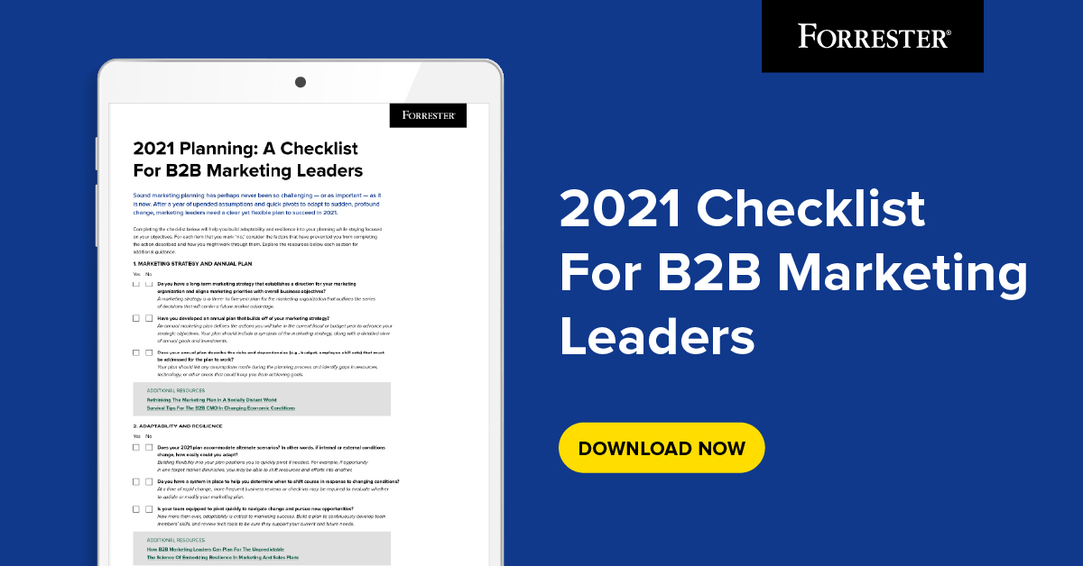 2021 Planning Checklist For B2B CMOs And Marketing Leaders